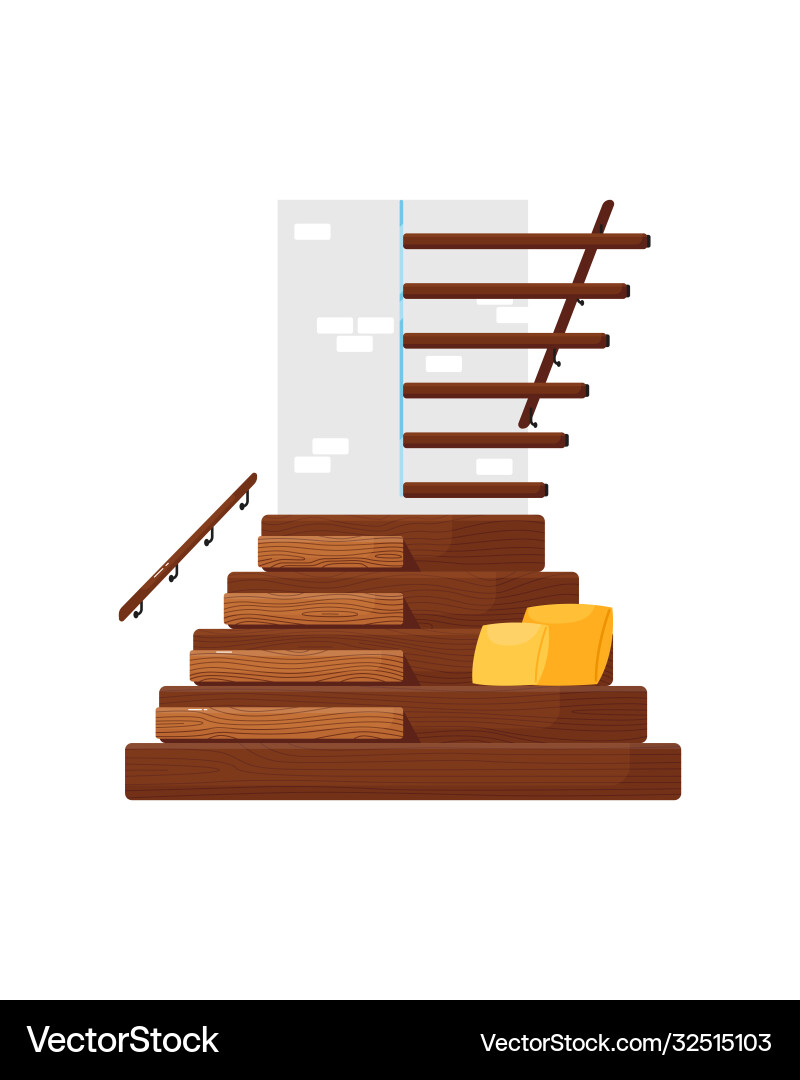 Modern staircase isolated wooden Royalty Free Vector Image