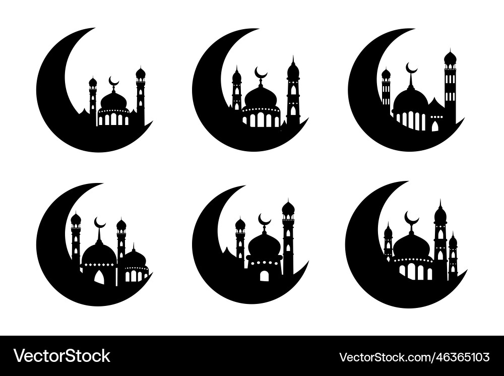 Mosque on the moon for decoration Royalty Free Vector Image