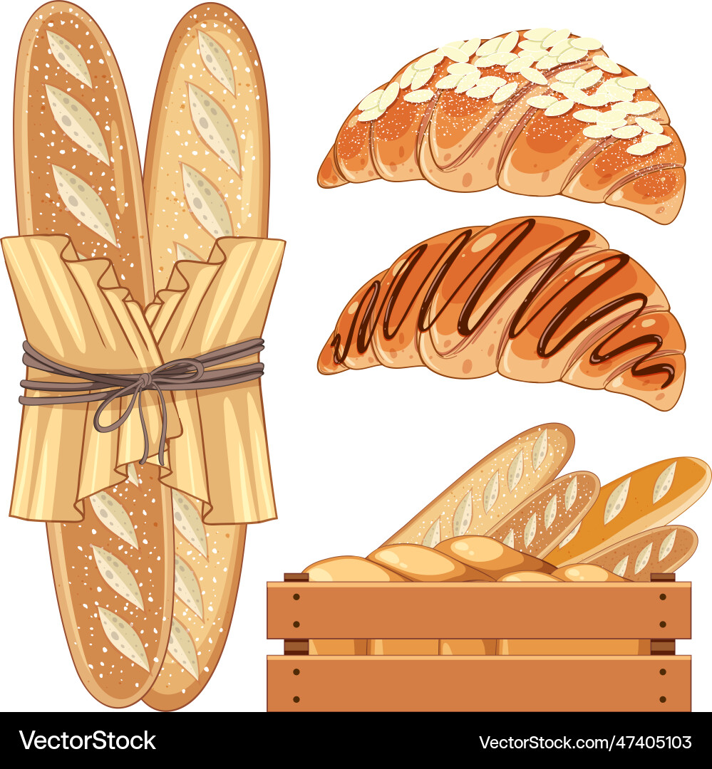 Set of bakery cartoon Royalty Free Vector Image