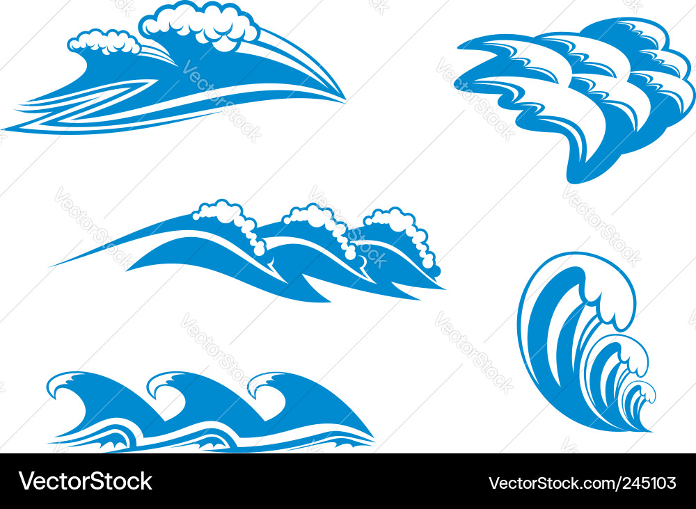Set of wave symbols Royalty Free Vector Image - VectorStock
