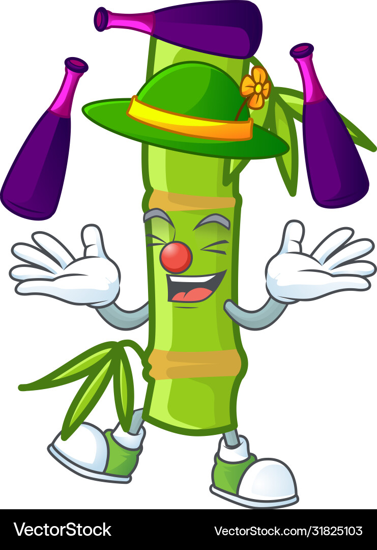 Smart bamboo stick cartoon playing juggling Vector Image