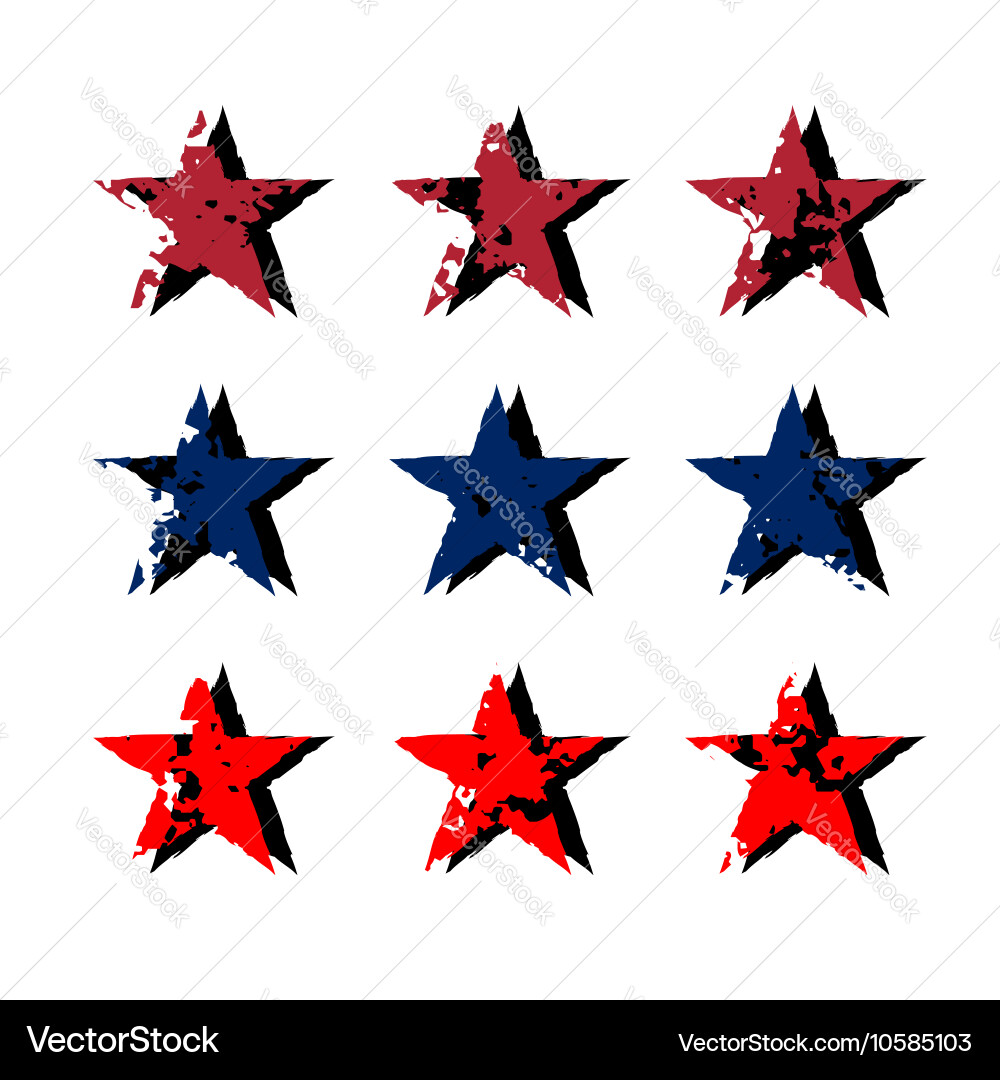 Star icons grunge texture set Royalty Free Vector Image