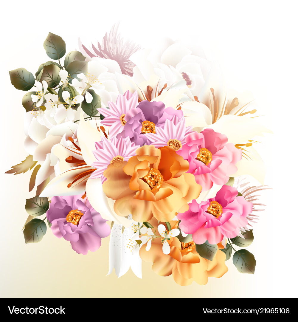 Beautiful bouquet flowers for design Royalty Free Vector