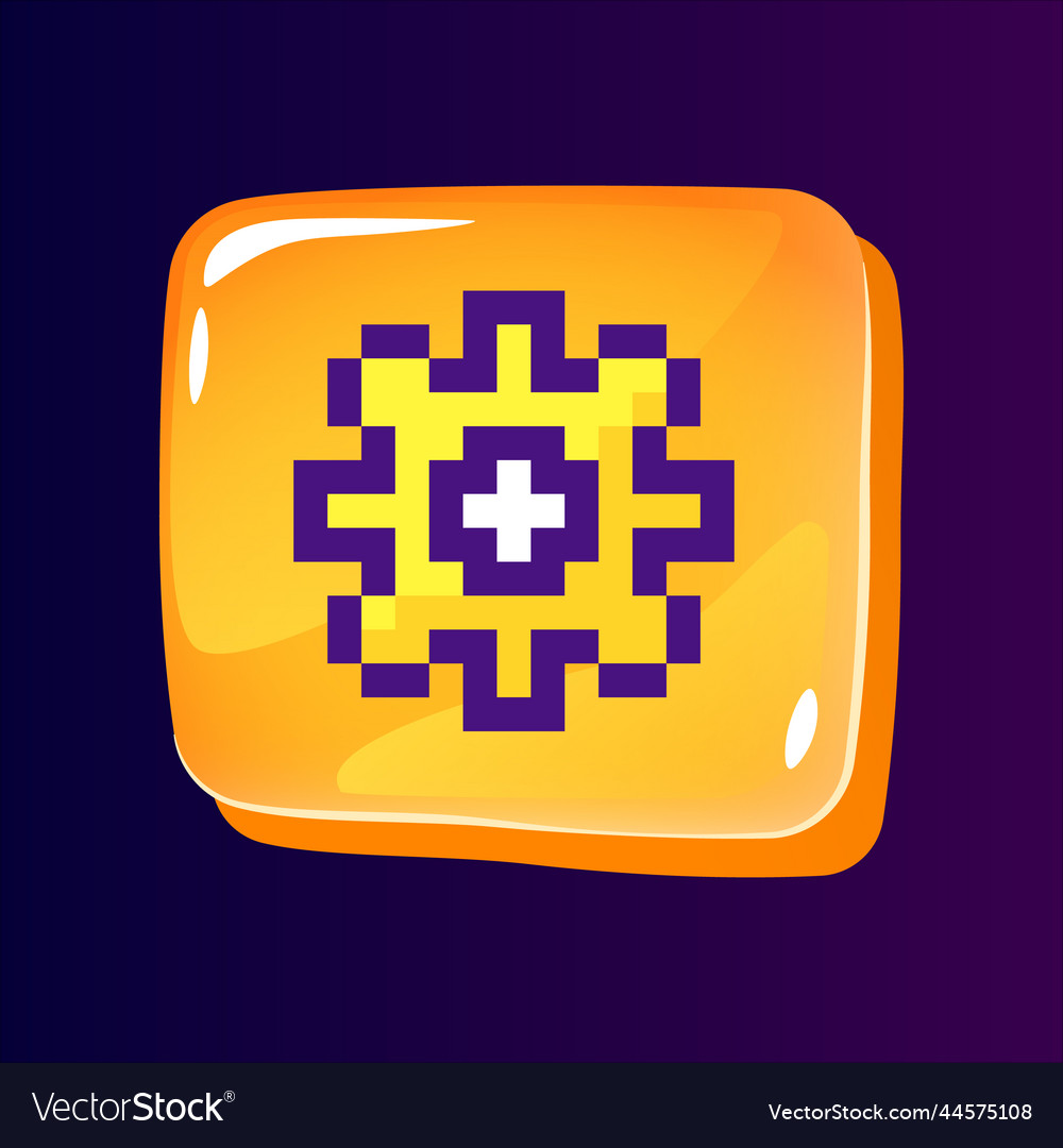 Cogwheel glossy ui button with pixelated color Vector Image