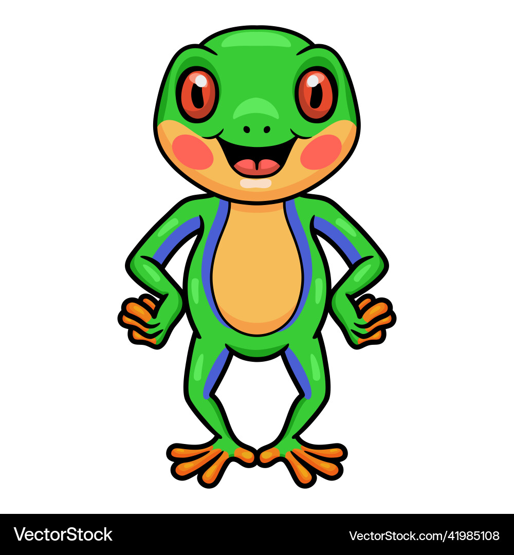 Cute little frog cartoon standing Royalty Free Vector Image