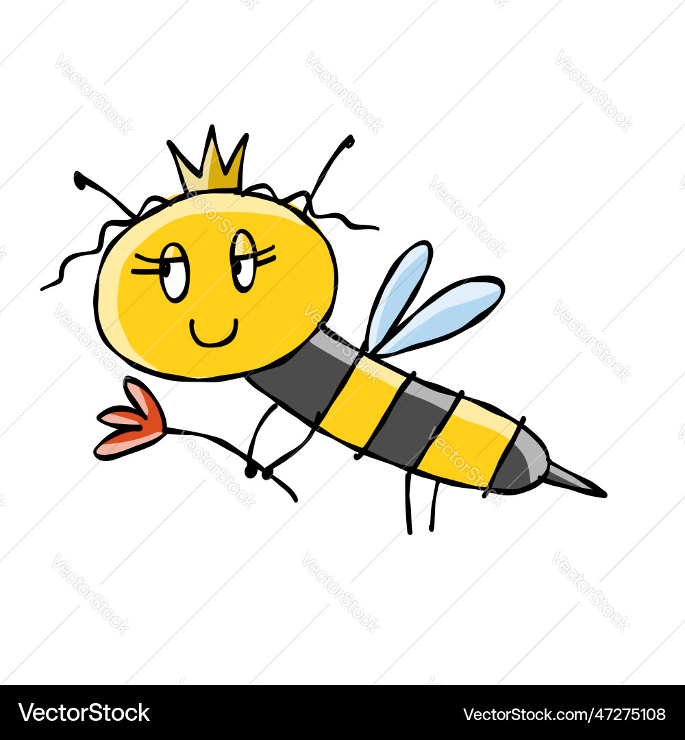 Funny bee character isolated on white for your Vector Image