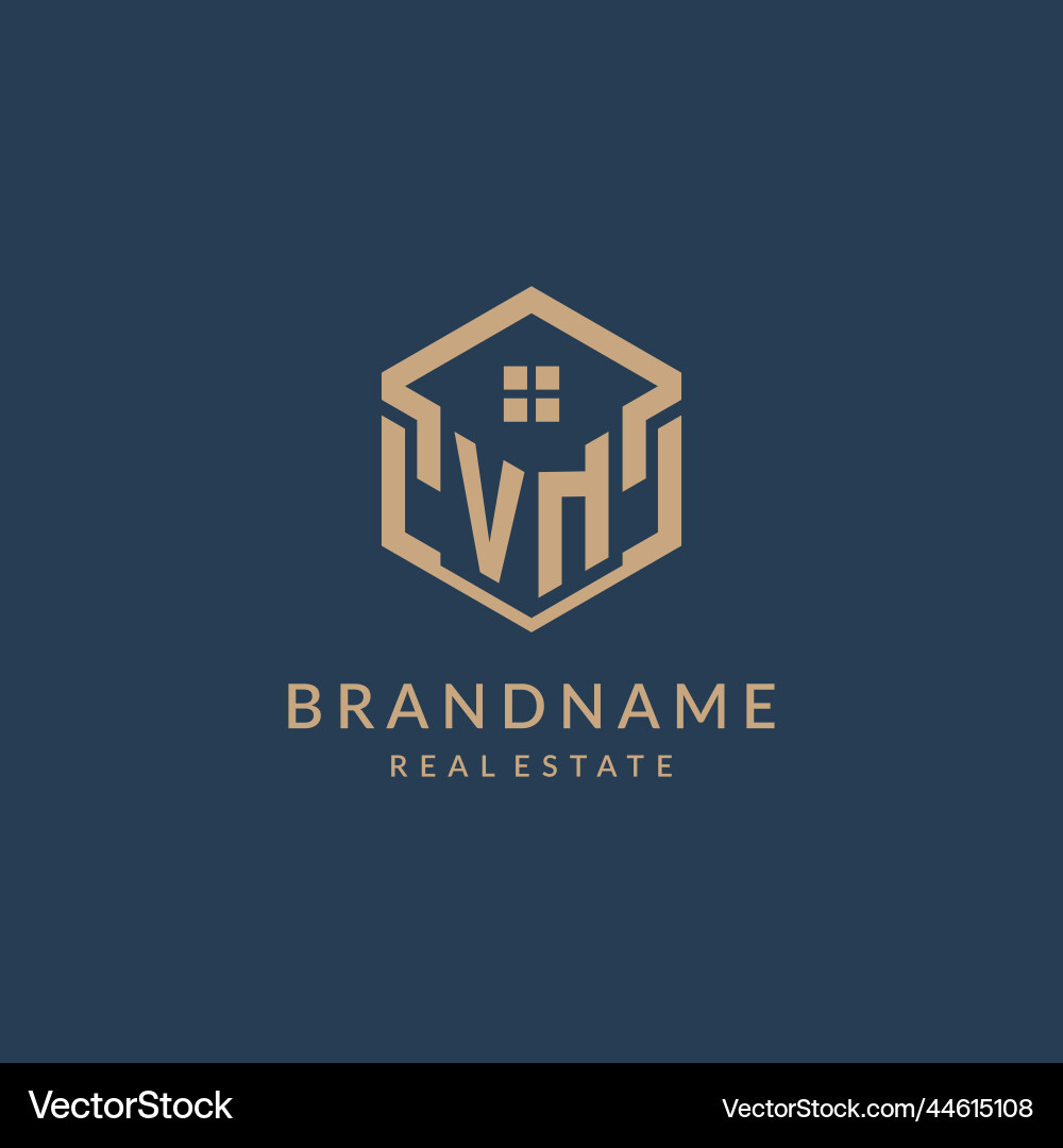 Initial letter vn hexagonal house roof shape icon Vector Image