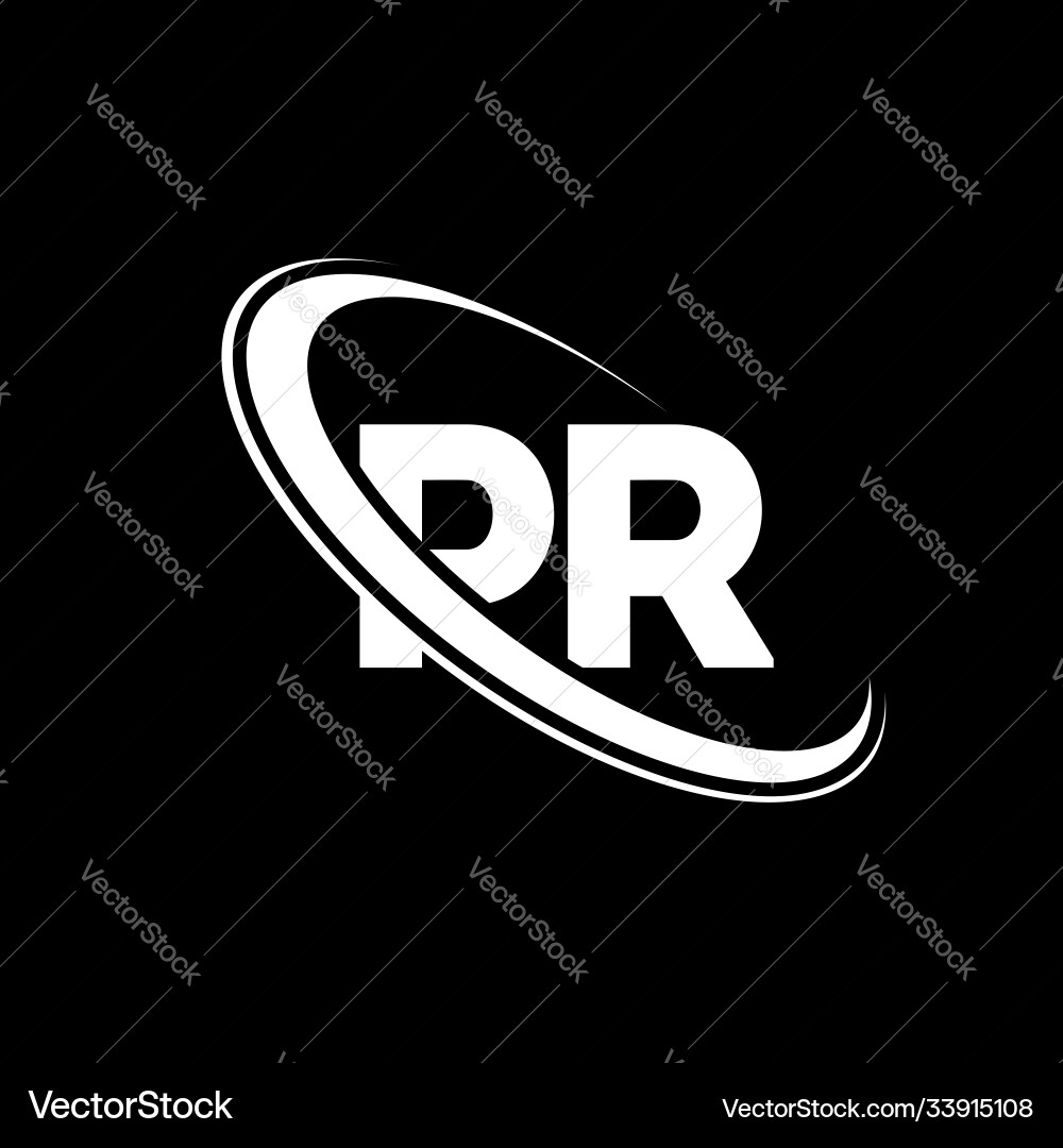 Pr logo p r design white letter prp Royalty Free Vector