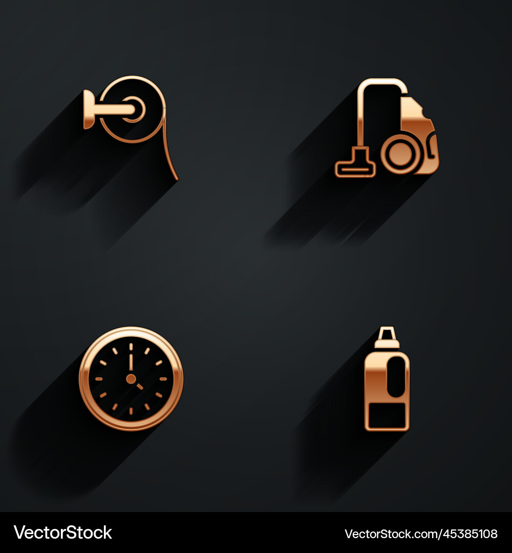 Set toilet paper roll vacuum cleaner clock Vector Image