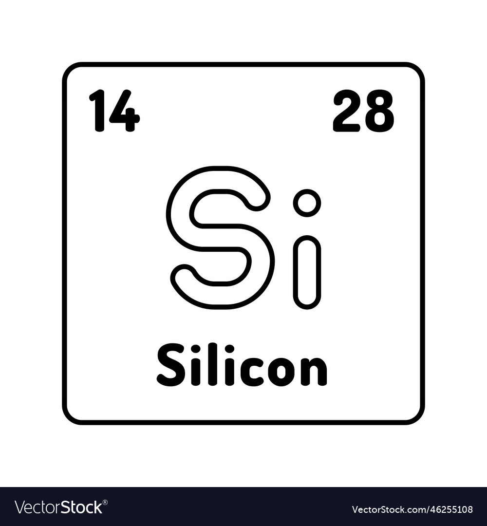 Silicon chemical element line icon Royalty Free Vector Image Silicon chemical element line icon Royalty Free Vector Image
