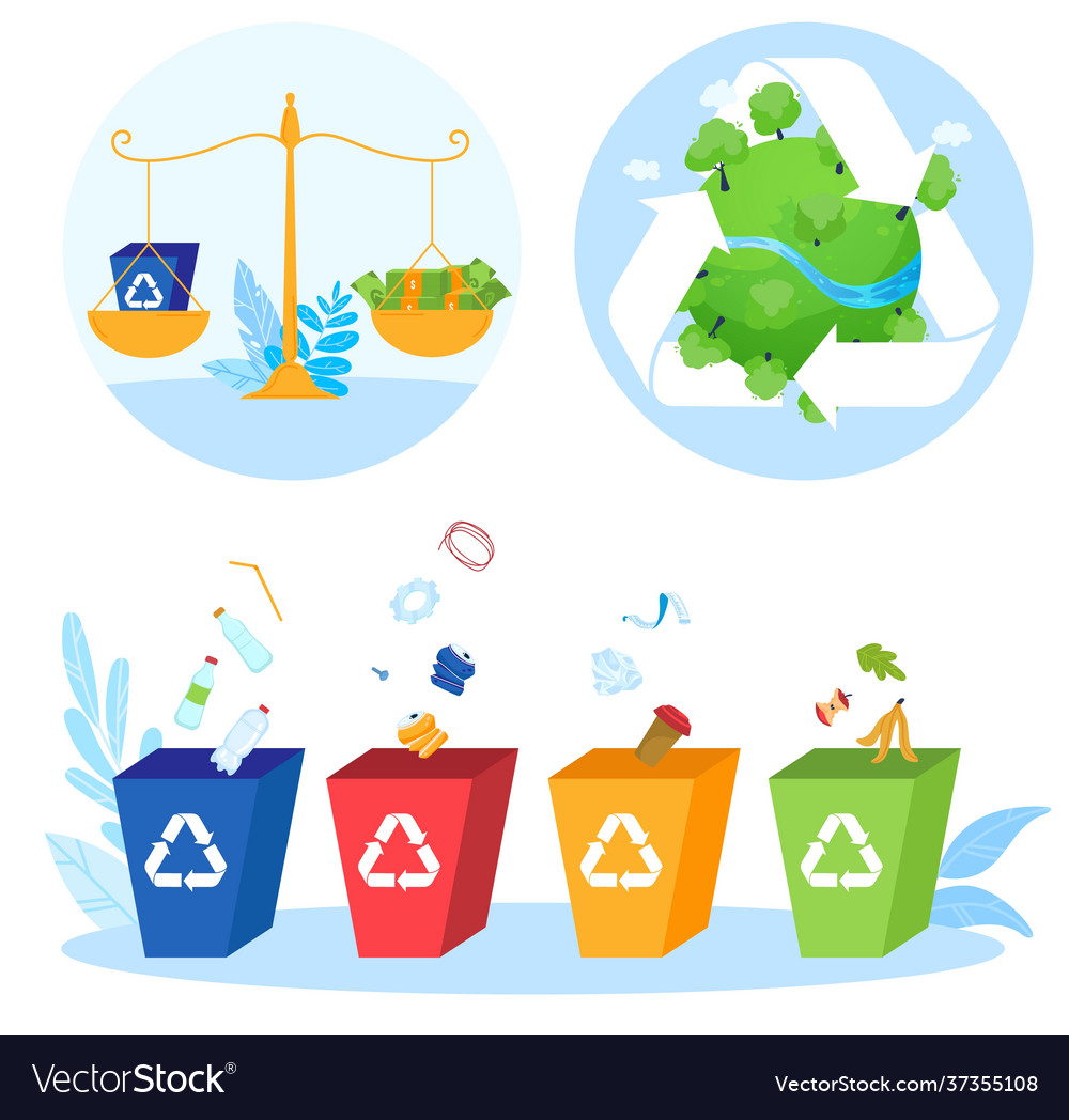 Waste sorting garbage distribution trash bin Vector Image