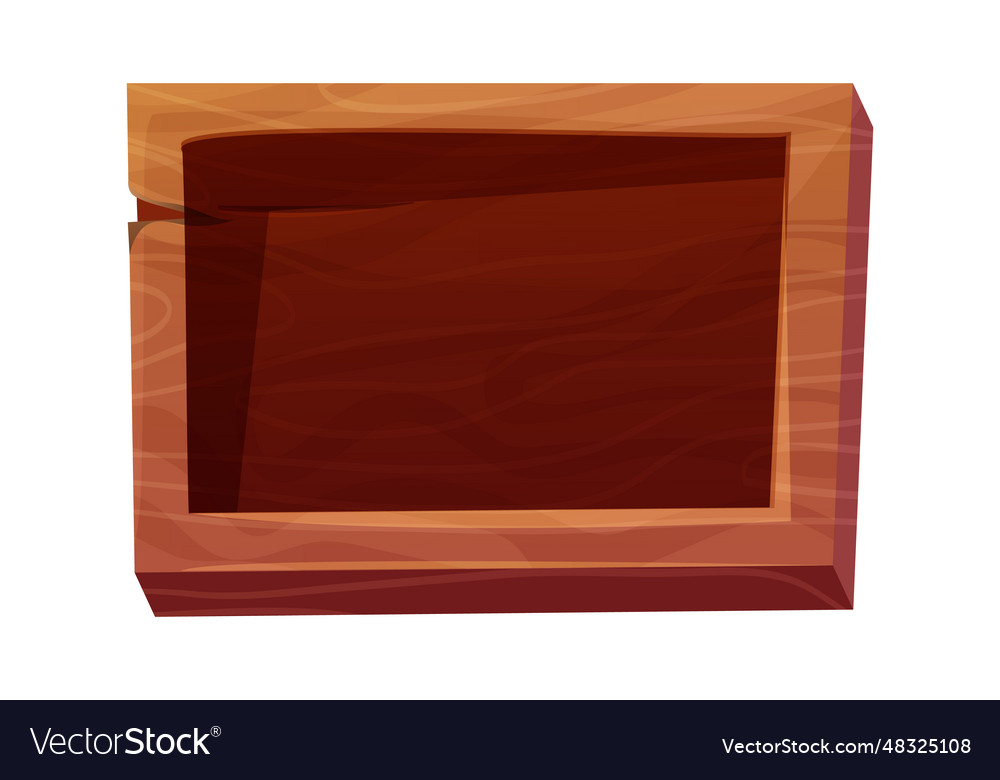 Wooden plank frame game ui asset textured piece Vector Image
