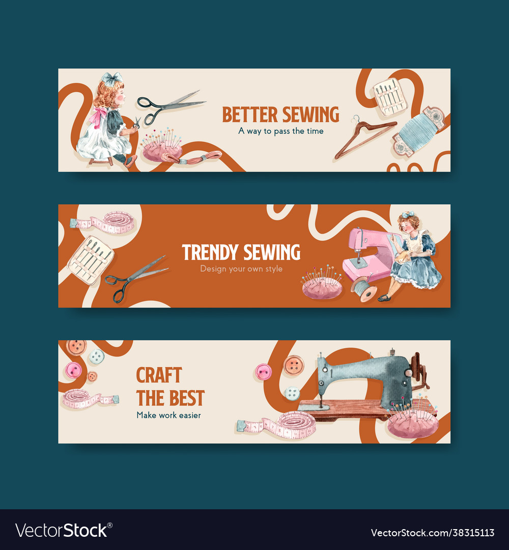 Banner template with sewing concept design Vector Image
