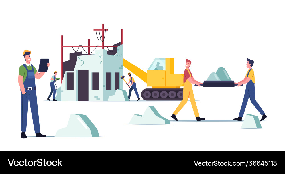 Building demolition concept builders male Vector Image