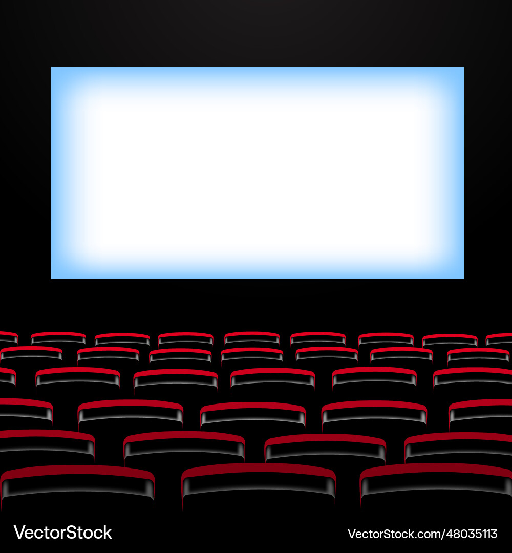 Cinema auditorium with screen and seats Royalty Free Vector