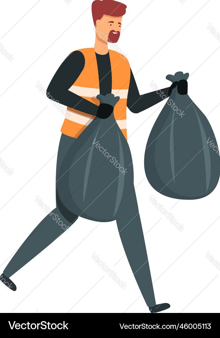 Garbage bag icon cartoon street cleaner Royalty Free Vector