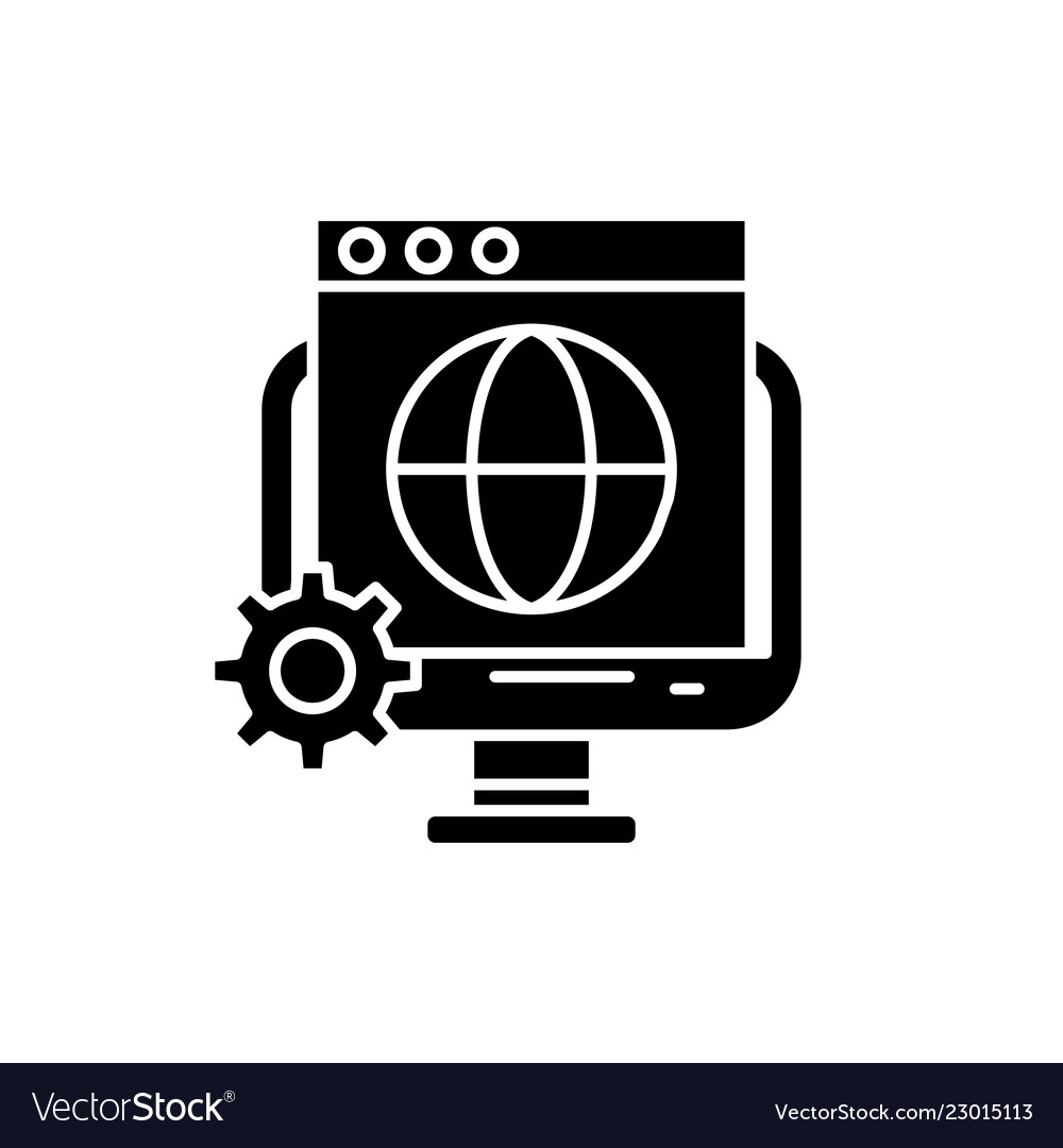 Global seo black icon sign on isolated Royalty Free Vector