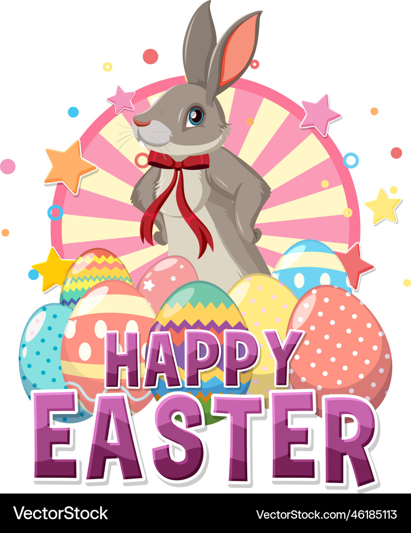 Happy easter with cute bunny for banner or poster Vector Image