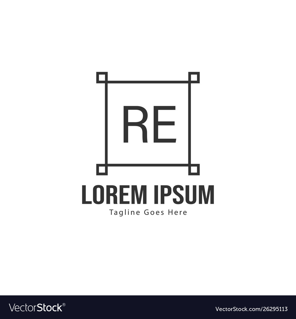 Initial re logo template with modern frame Vector Image