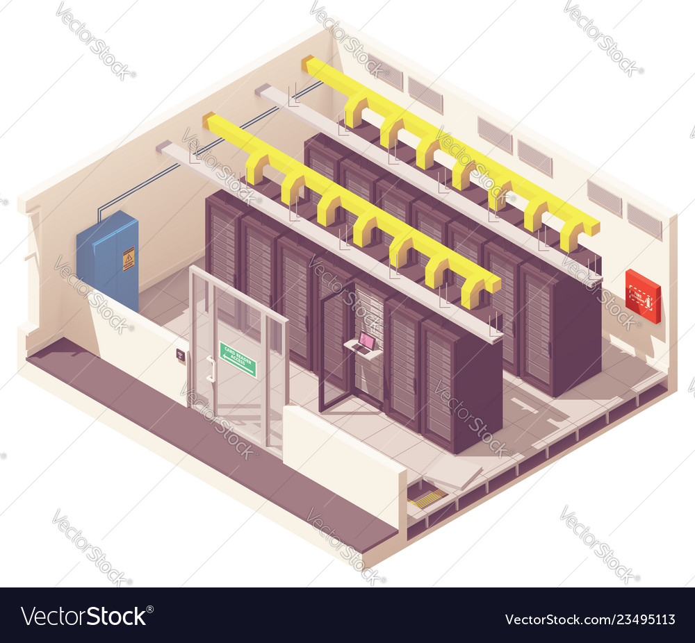 Isometric server room Royalty Free Vector Image