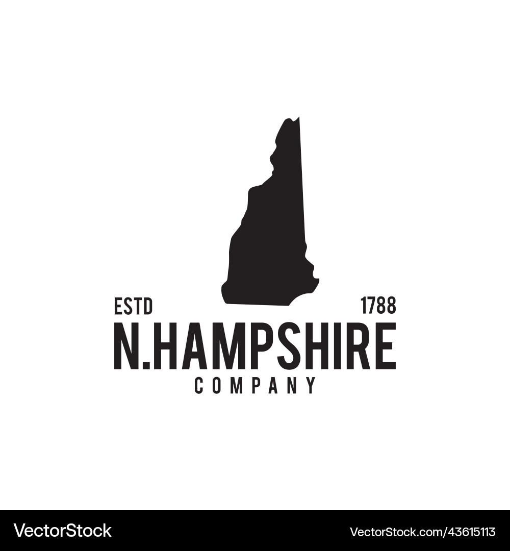 New hampshire state map outline logo design Vector Image
