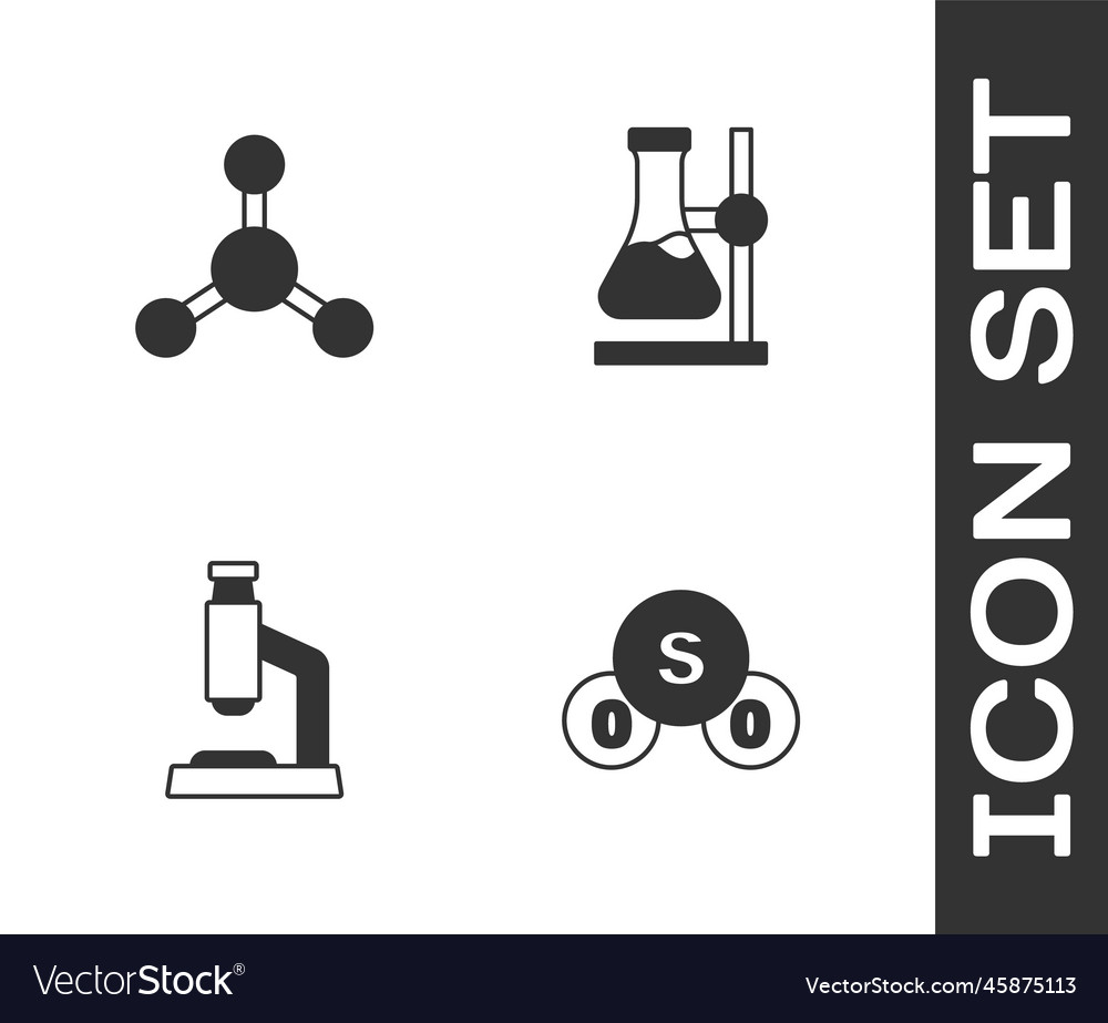 Set sulfur dioxide so2 molecule microscope Vector Image