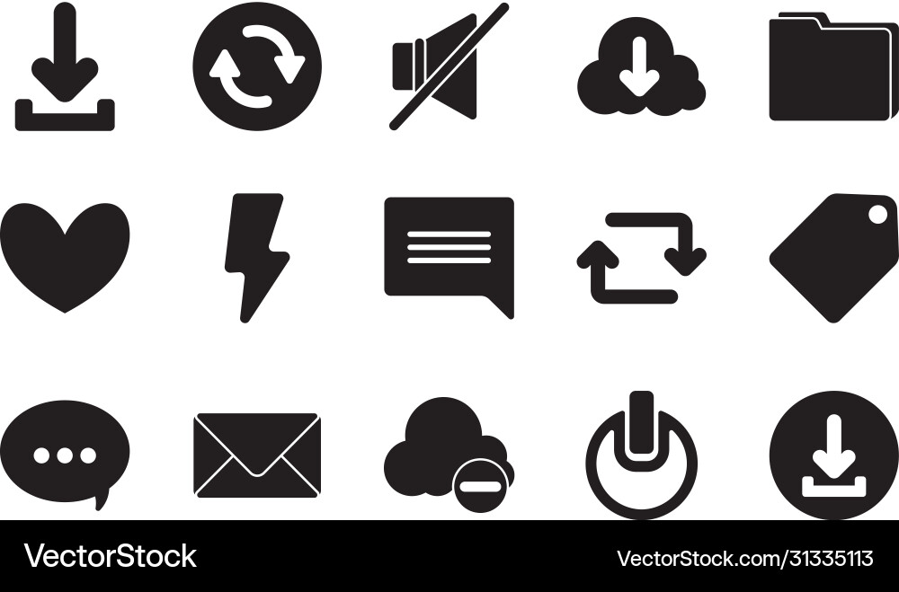 Social media and web silhouette style icon set Vector Image
