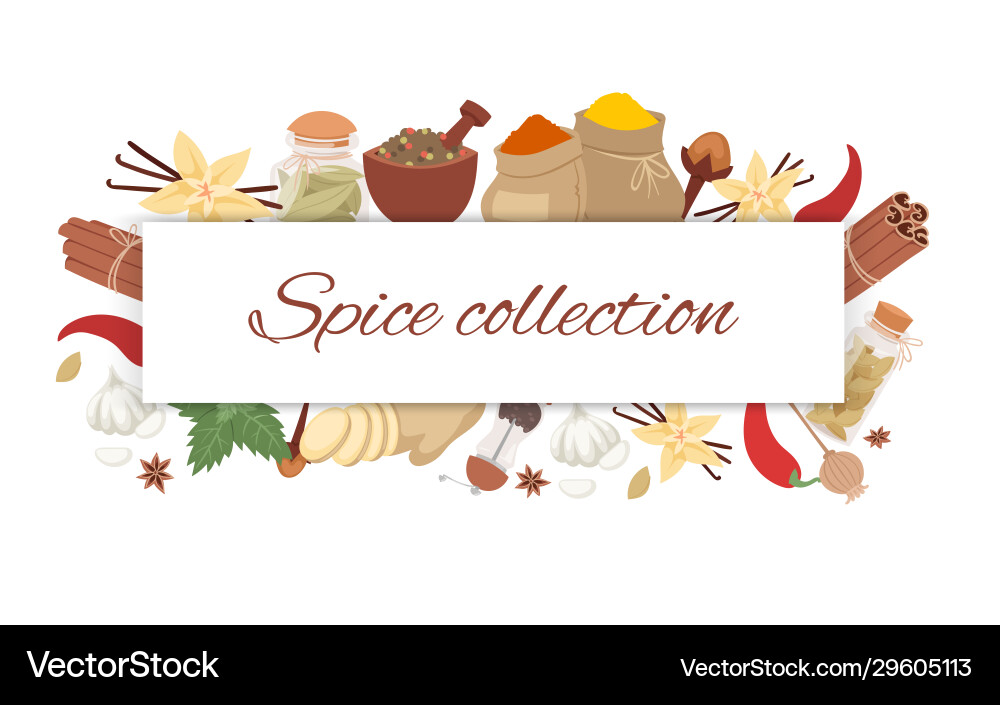 Spices collection with lettering banner Royalty Free Vector