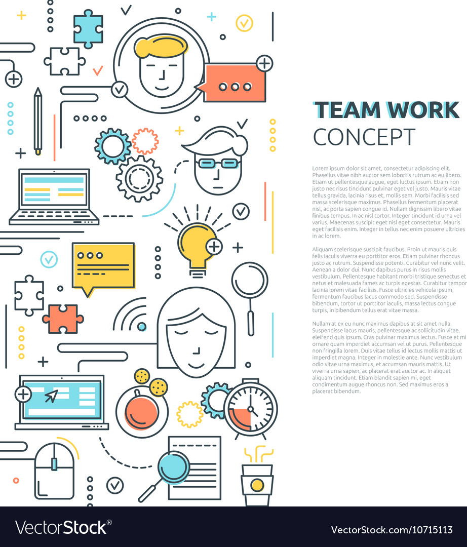 Team work vertical linear concept Royalty Free Vector Image
