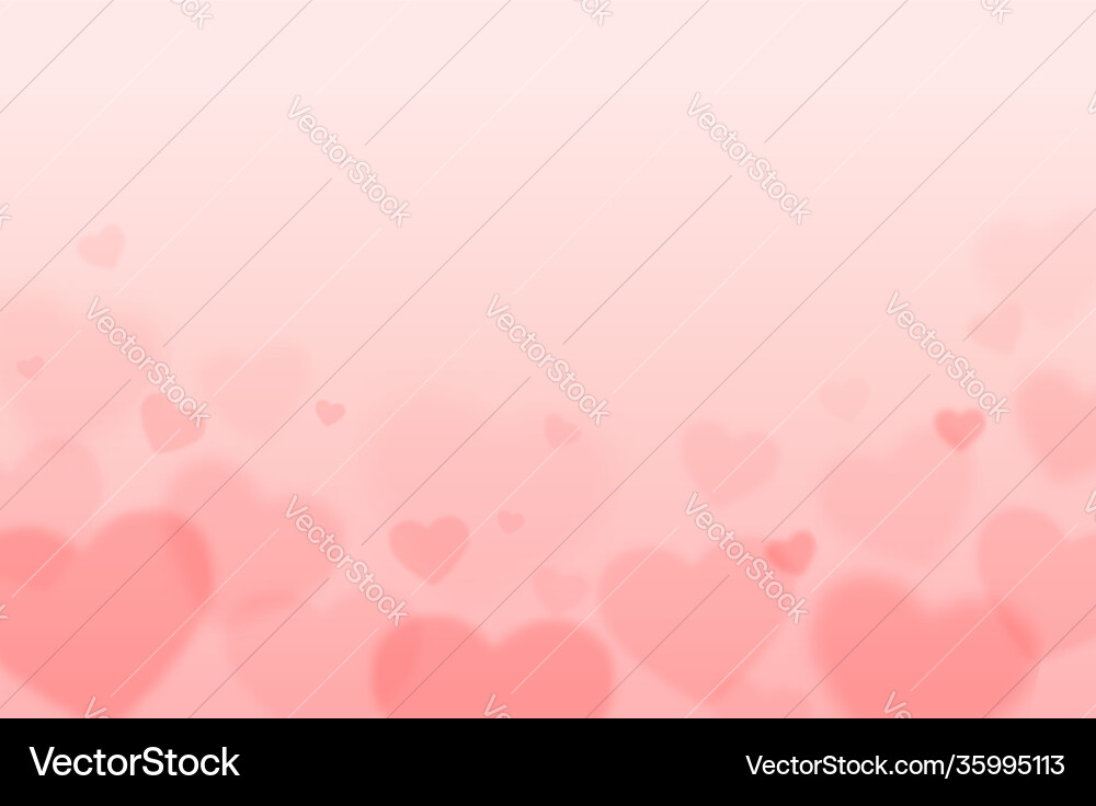 Valentines day background with pink blurred hearts