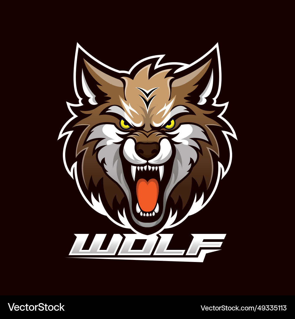 White wolves mascot esport logo design wolf head Vector Image