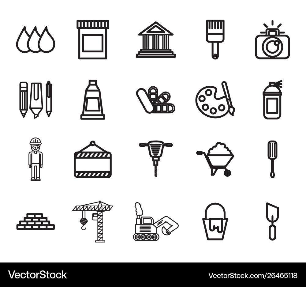 Bundle creative ideas set icons Royalty Free Vector Image