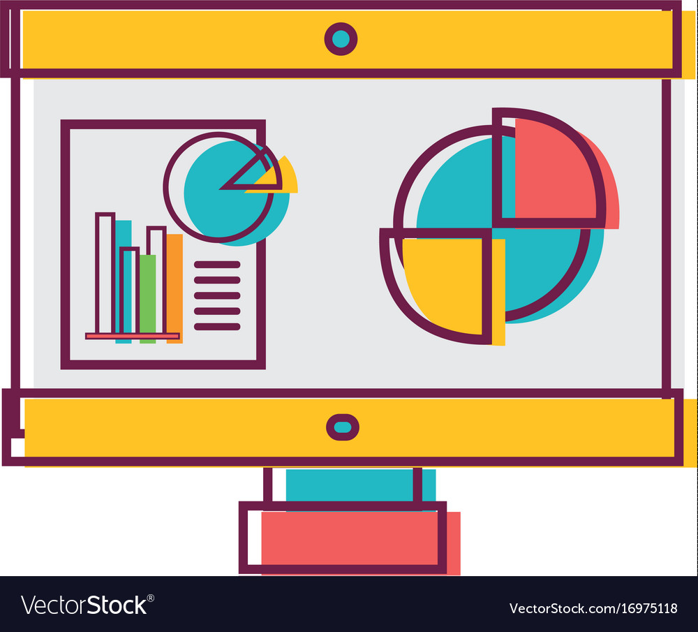 Computer with company document and statistics Vector Image