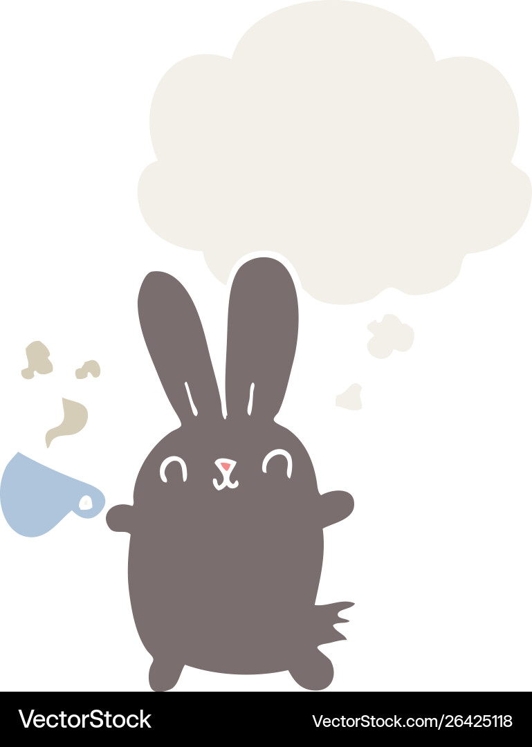 Cute cartoon rabbit with coffee cup and thought Vector Image