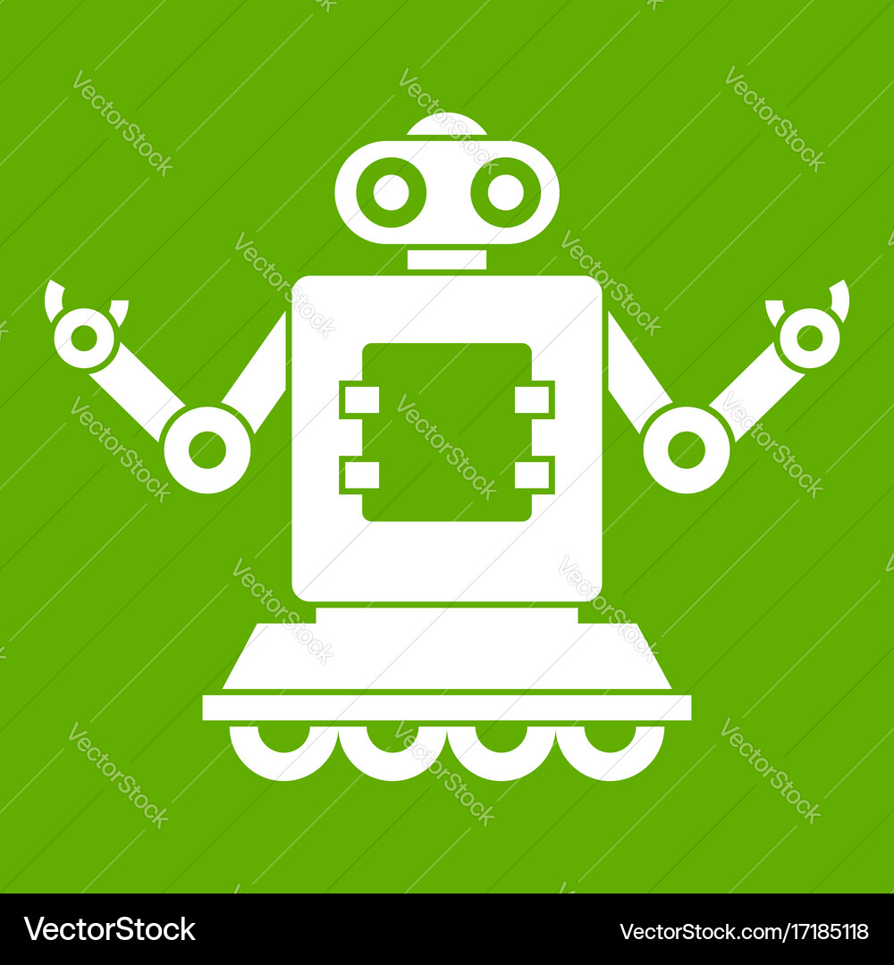 Cyborg on wheels icon green Royalty Free Vector Image