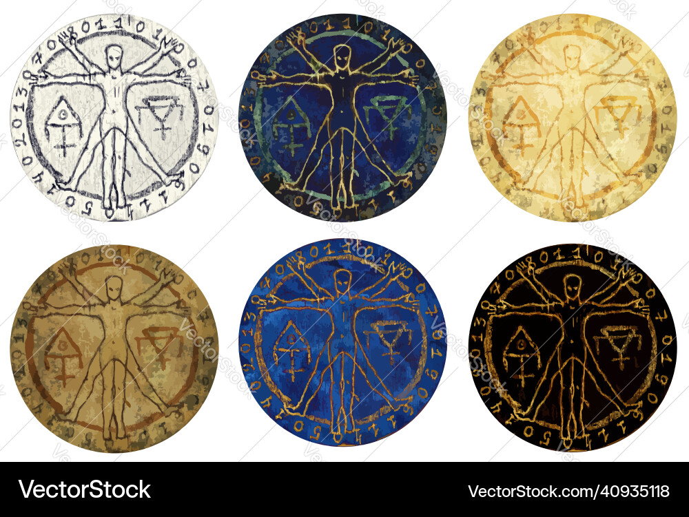 Design clip art set with magic seals Royalty Free Vector