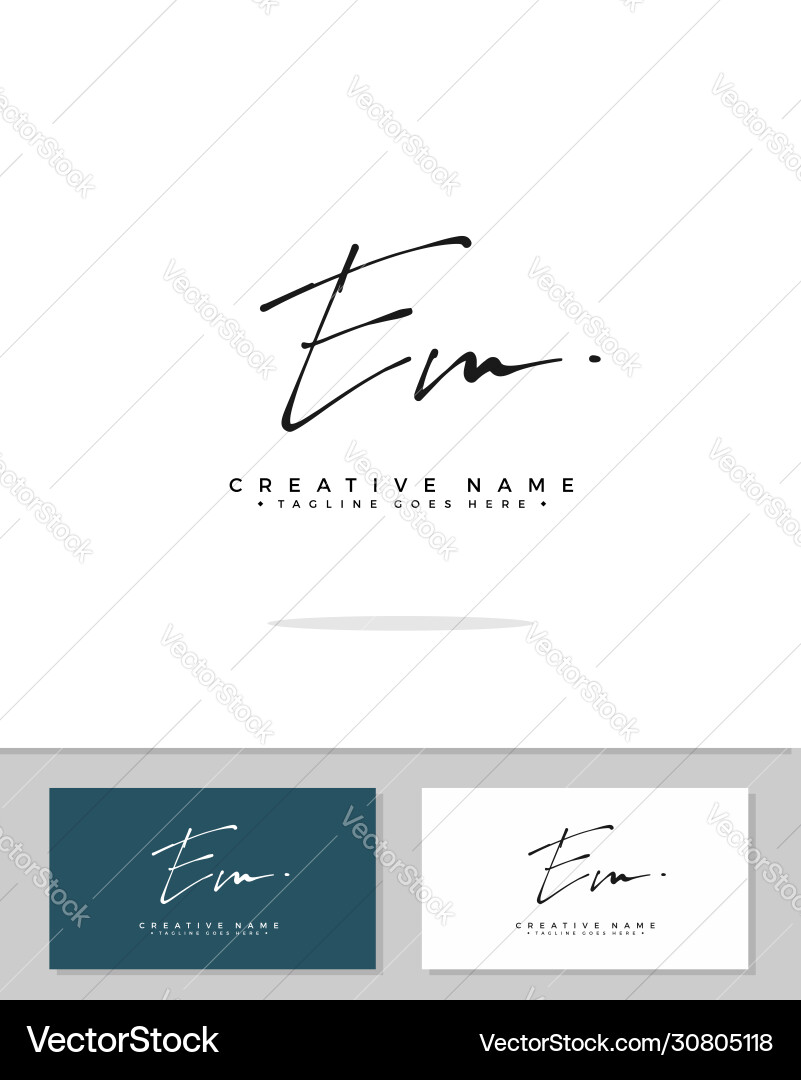 E m em initial logo signature handwriting Vector Image