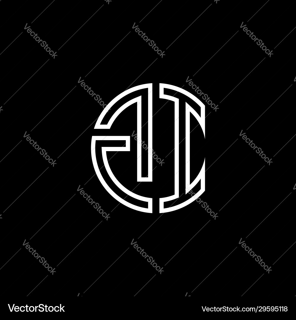 Gi monogram logo circle ribbon style outline Vector Image