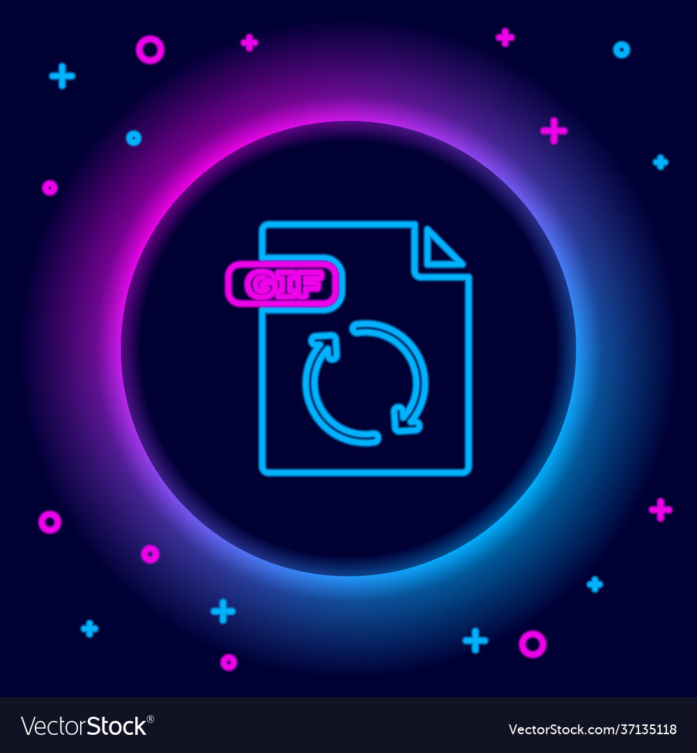 Glowing neon line gif file document download gif Vector Image