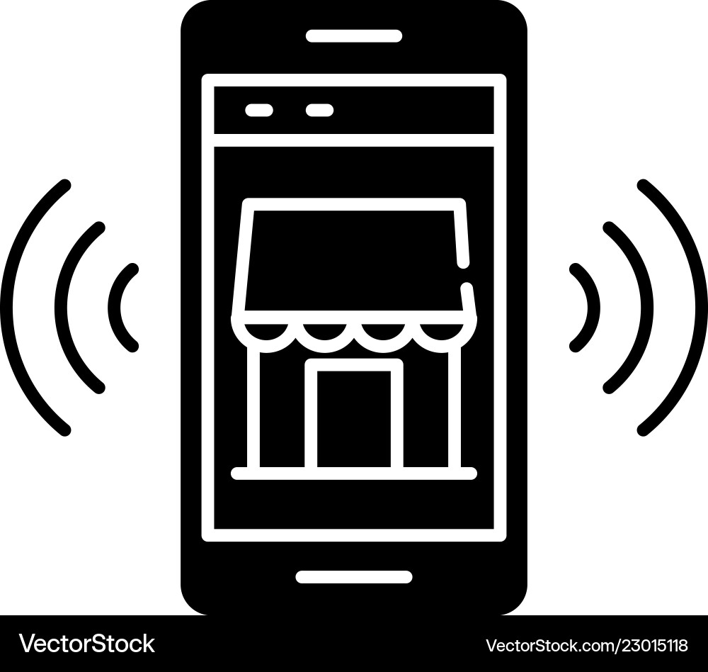 Mobile electronic store black icon sign Royalty Free Vector