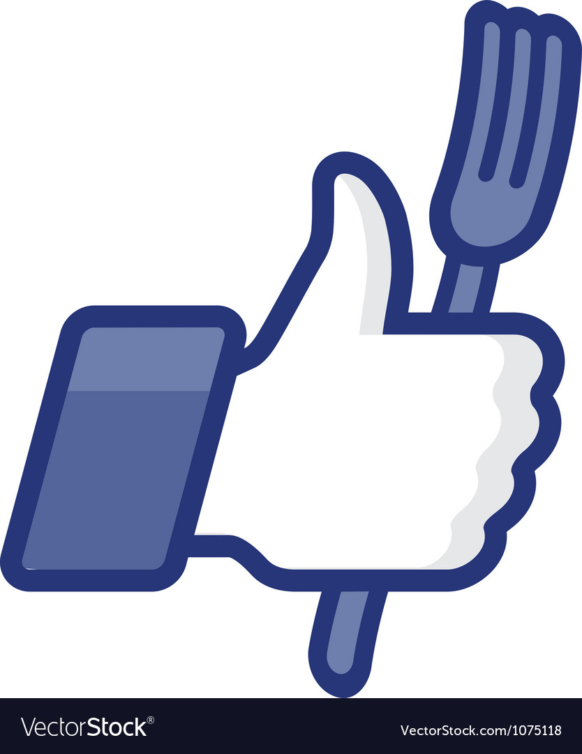 Thumbs up symbol icon with fork Royalty Free Vector Image Thumbs up symbol icon with fork Royalty Free Vector Image