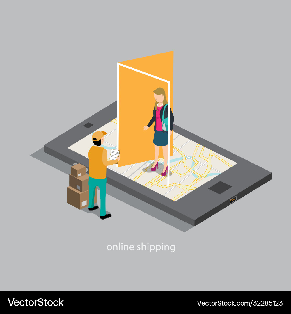 Business isometric for shipping order Royalty Free Vector