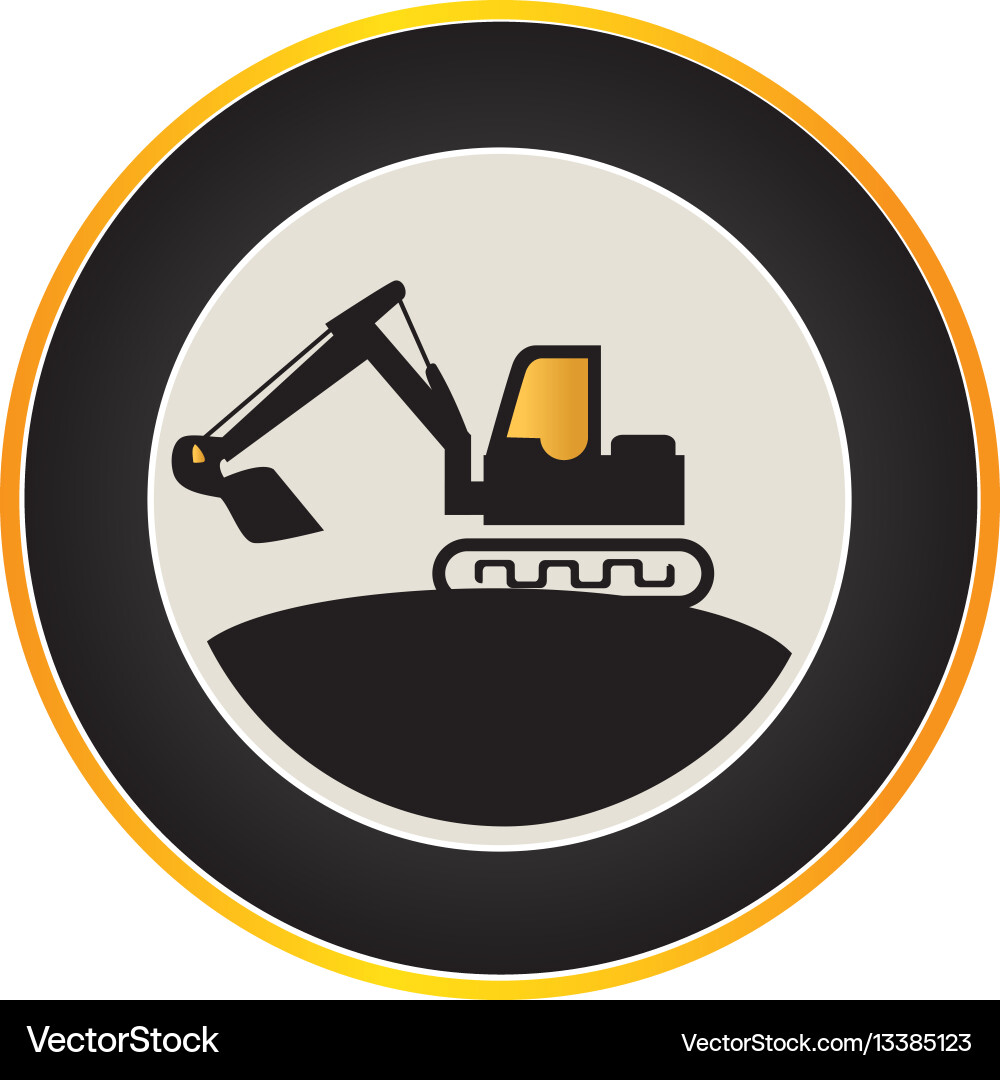 Color circular road sign with backhoe Royalty Free Vector