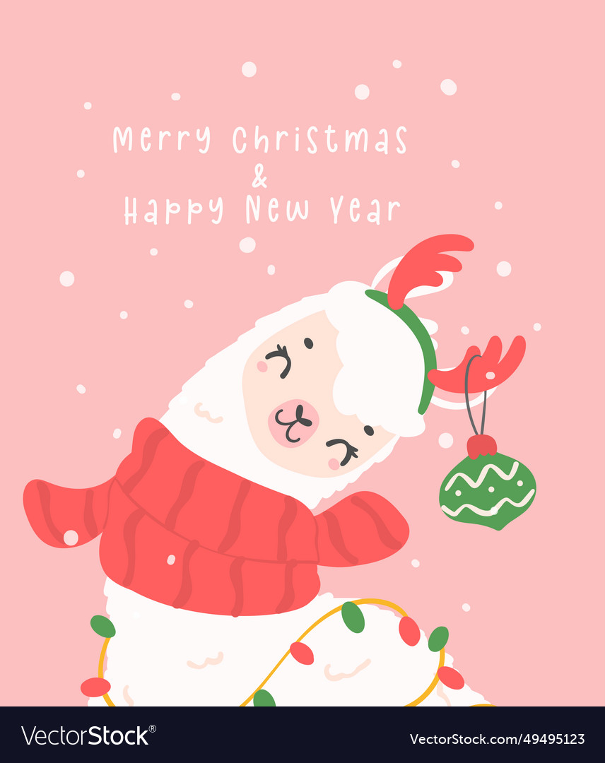 Cute christmas llama valentine greeting Royalty Free Vector