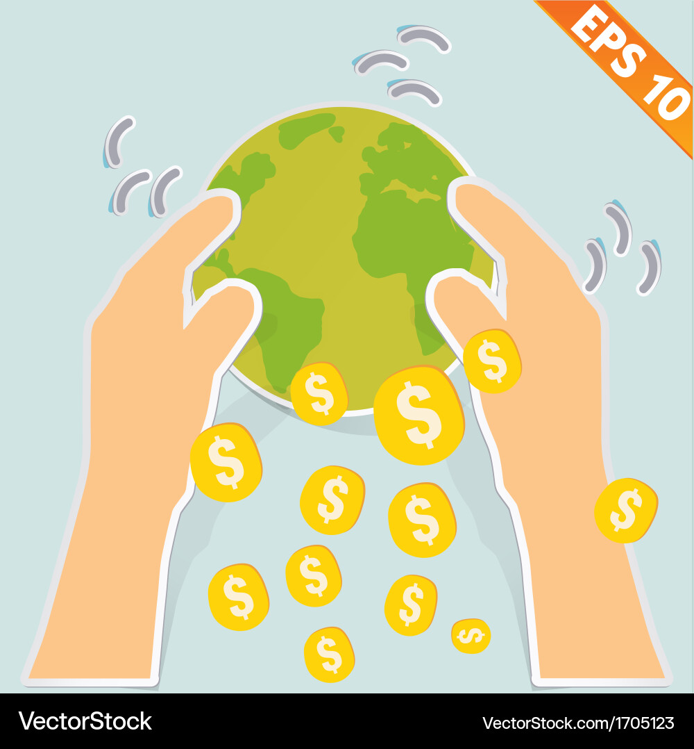 Hand holding earth with money - eps10 Royalty Free Vector