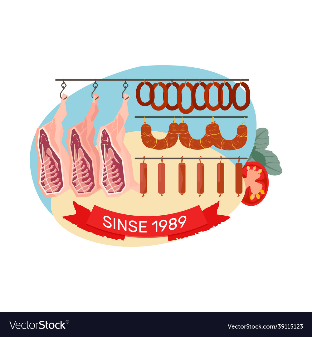 Meat flat composition Royalty Free Vector Image