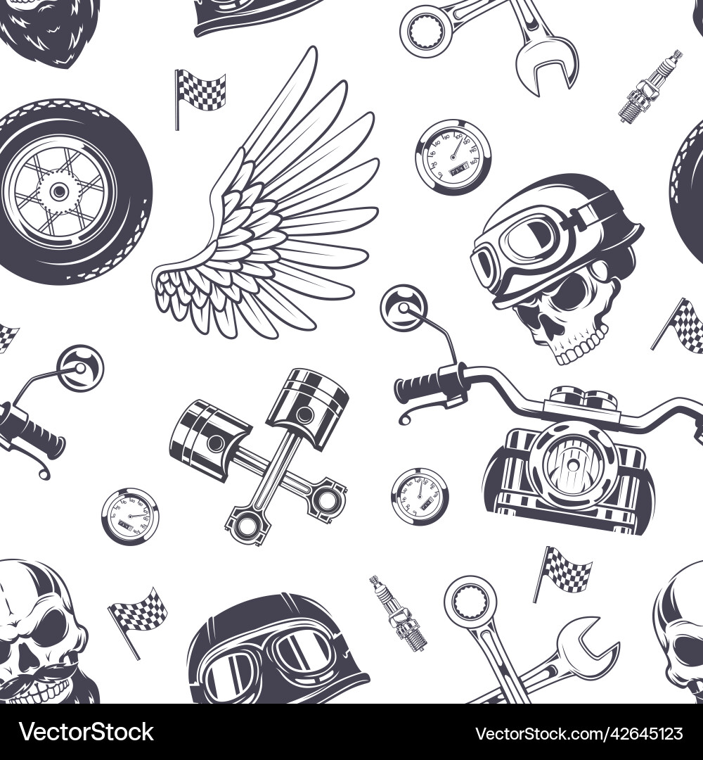 Motorcycle pattern extreme travelling symbols Vector Image