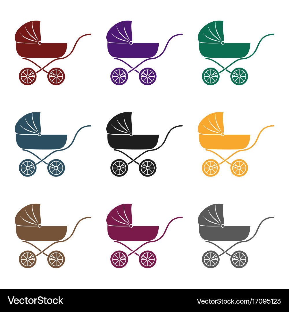 Pram icon in black style isolated on white Vector Image