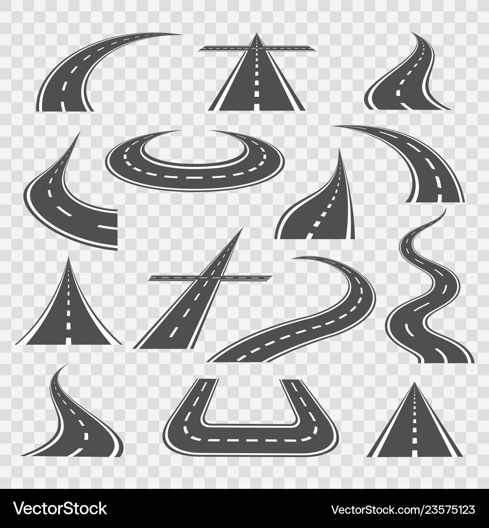 Road curves isolated on transparent Royalty Free Vector