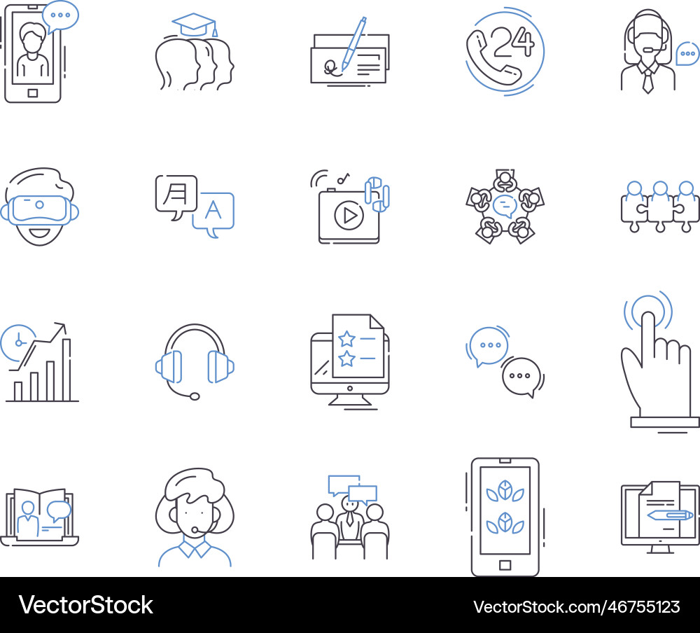 Startup ecosystems outline icons collection Vector Image